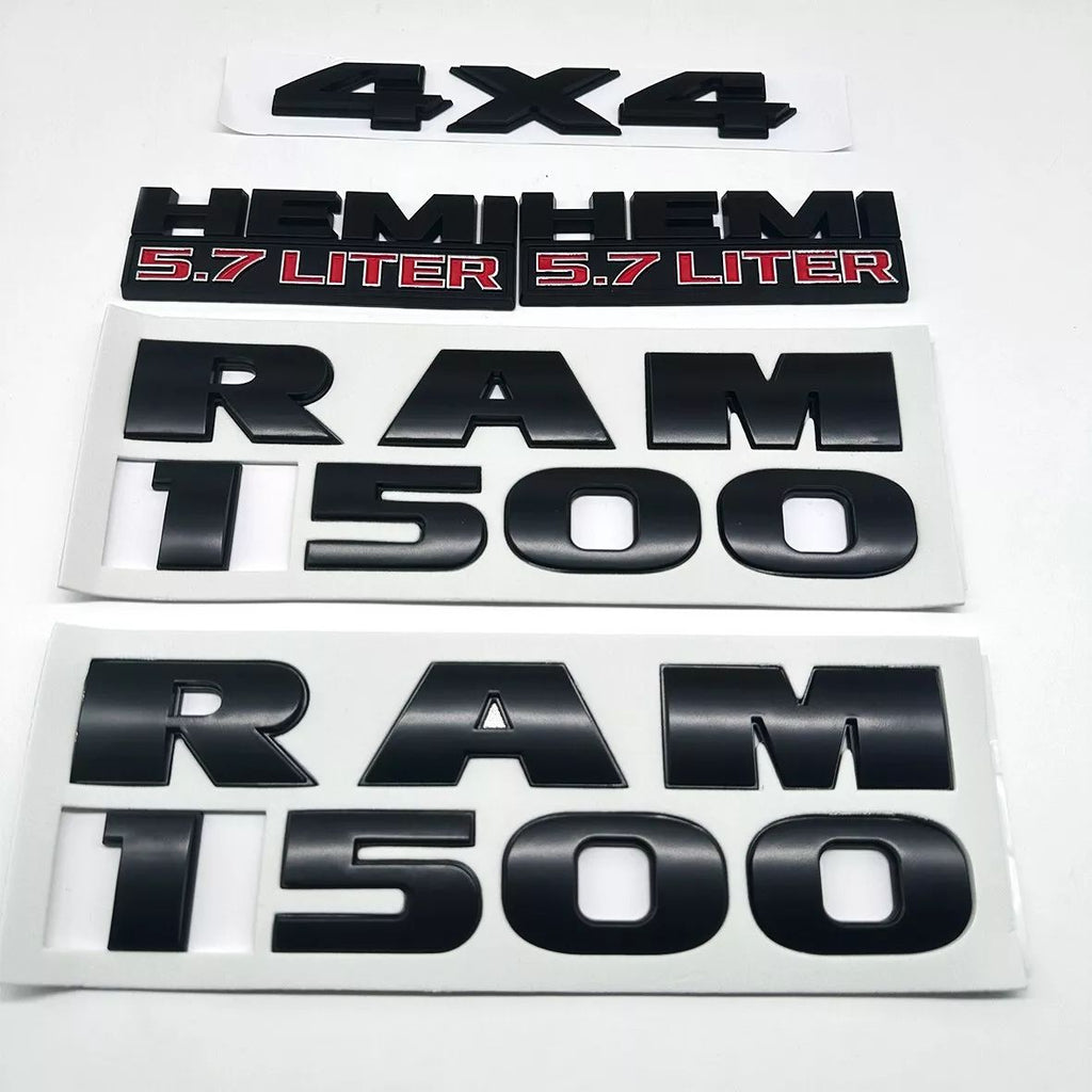 Dodge Ram Decals Emblems OEM Mopar Black 5.7L HEMI Emblem Badge Set For ...
